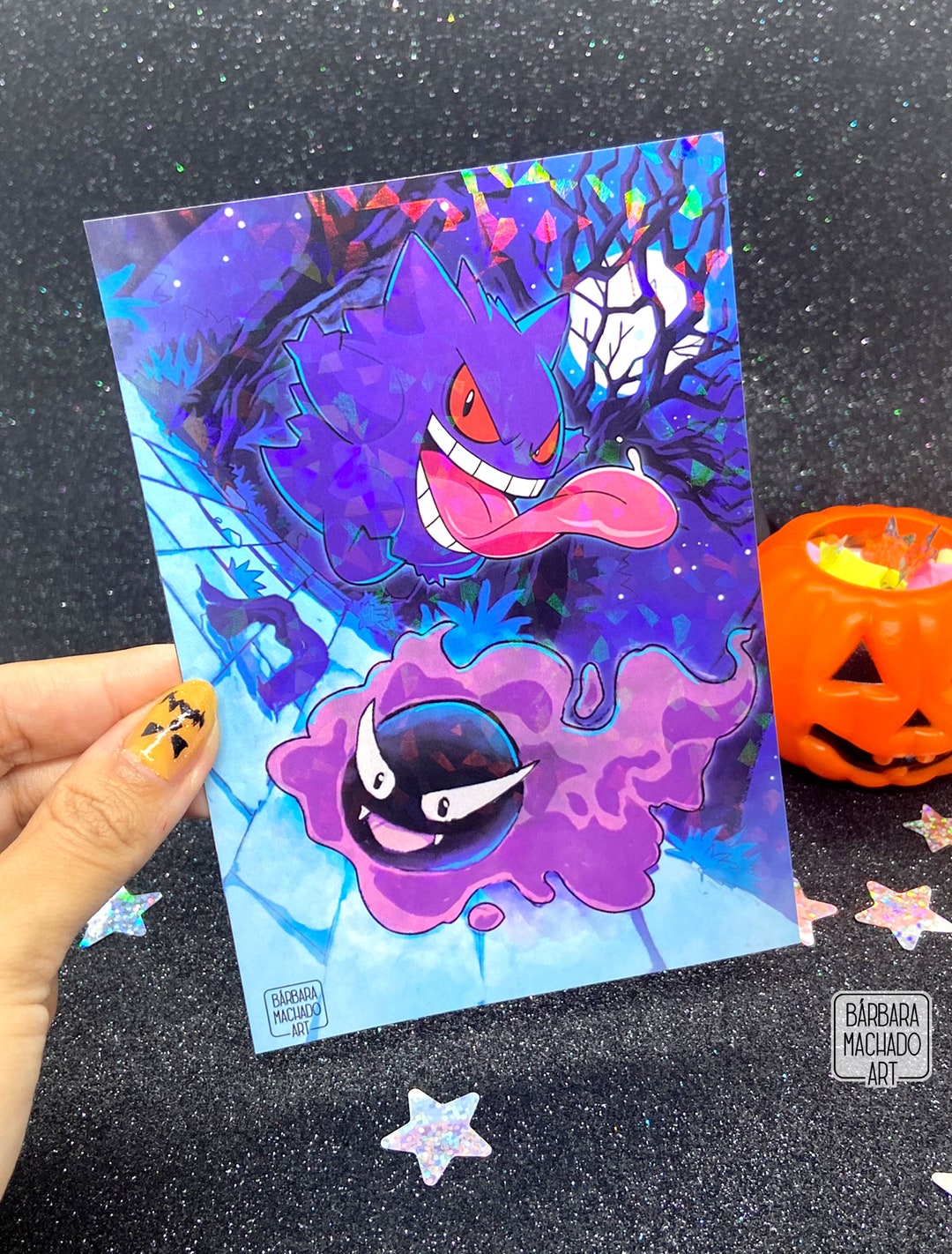 Gengar Holographic A6 Altered Card Print Halloween - Etsy