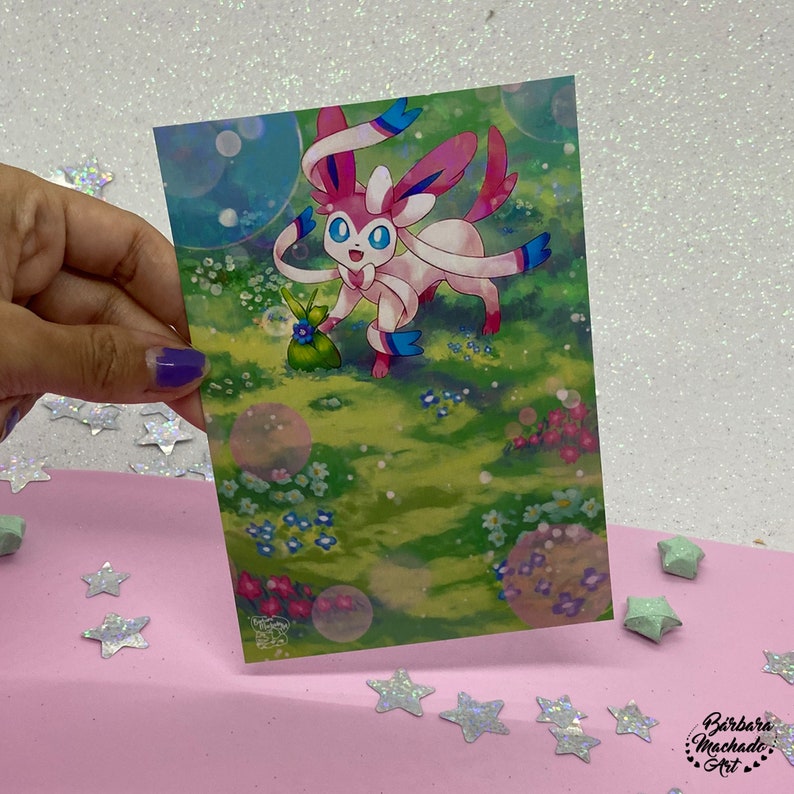 Sylveon Holographic A6 Altered Card Print Eeveelutions - Etsy
