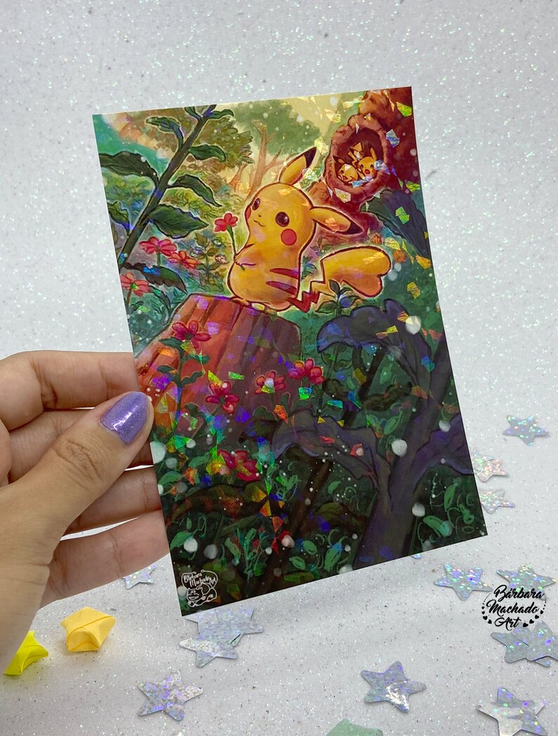 Pikachu Holographic A6 Altered Card Print - Etsy