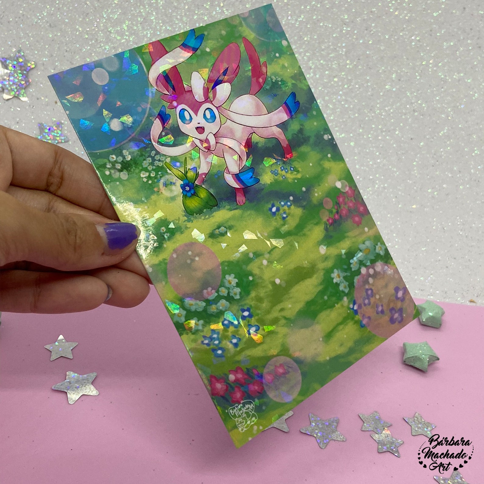 Sylveon Holographic A6 Altered Card Print Eeveelutions - Etsy