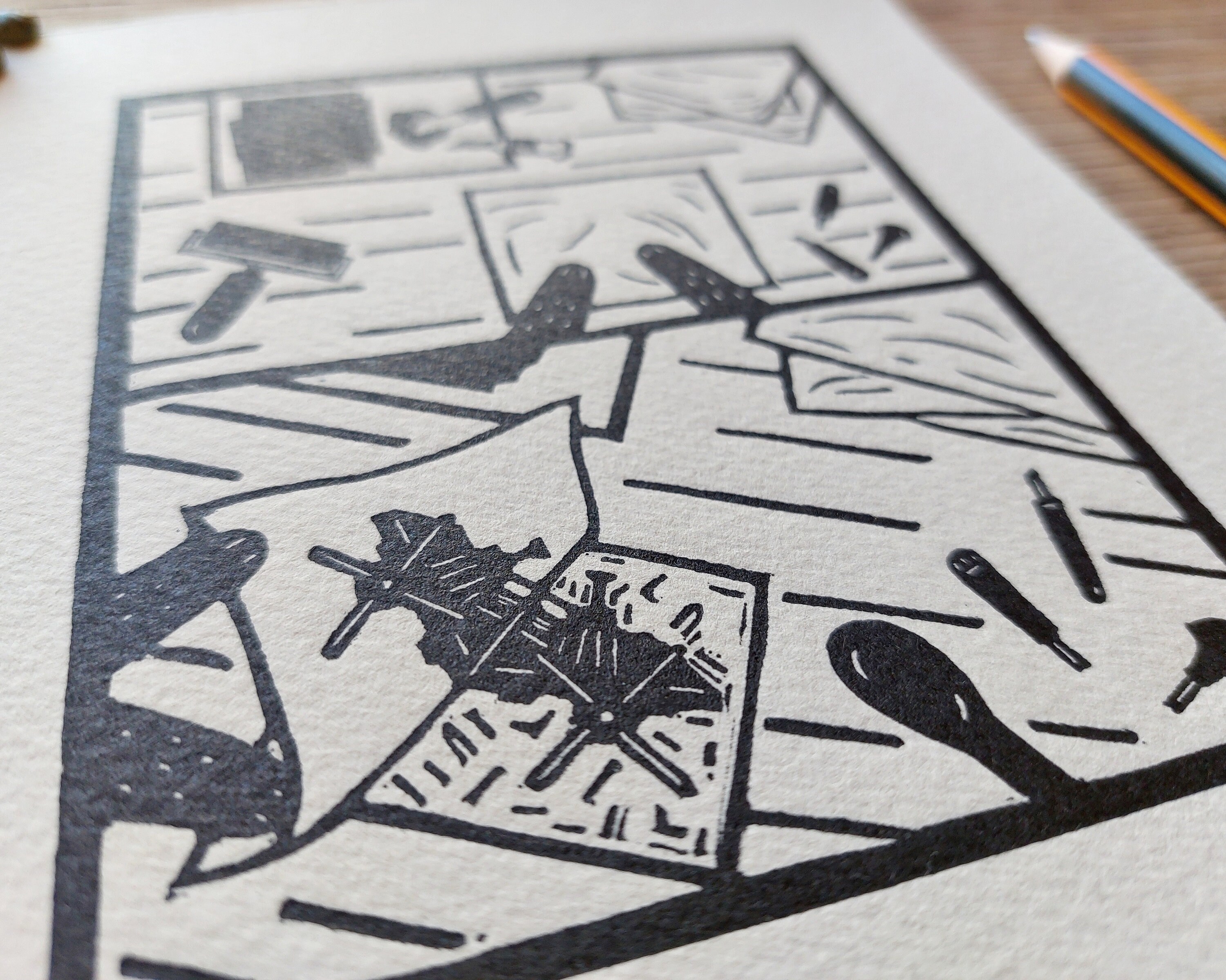 Grabador Impresión Linograbado Original Estudio De Grabado - Etsy