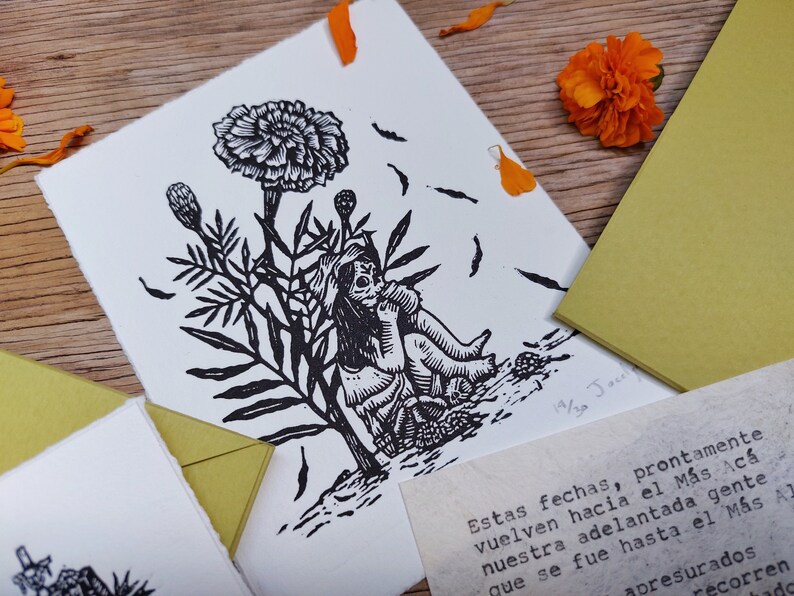 Día De Muertos, Día De Muertos Linograbado, Linograbado Original ...