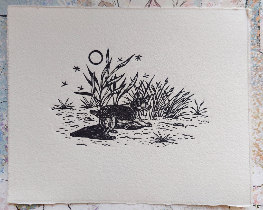 Dog Artwork, Dog Art Print Original Linocut Print, Hunting Dog Art ...