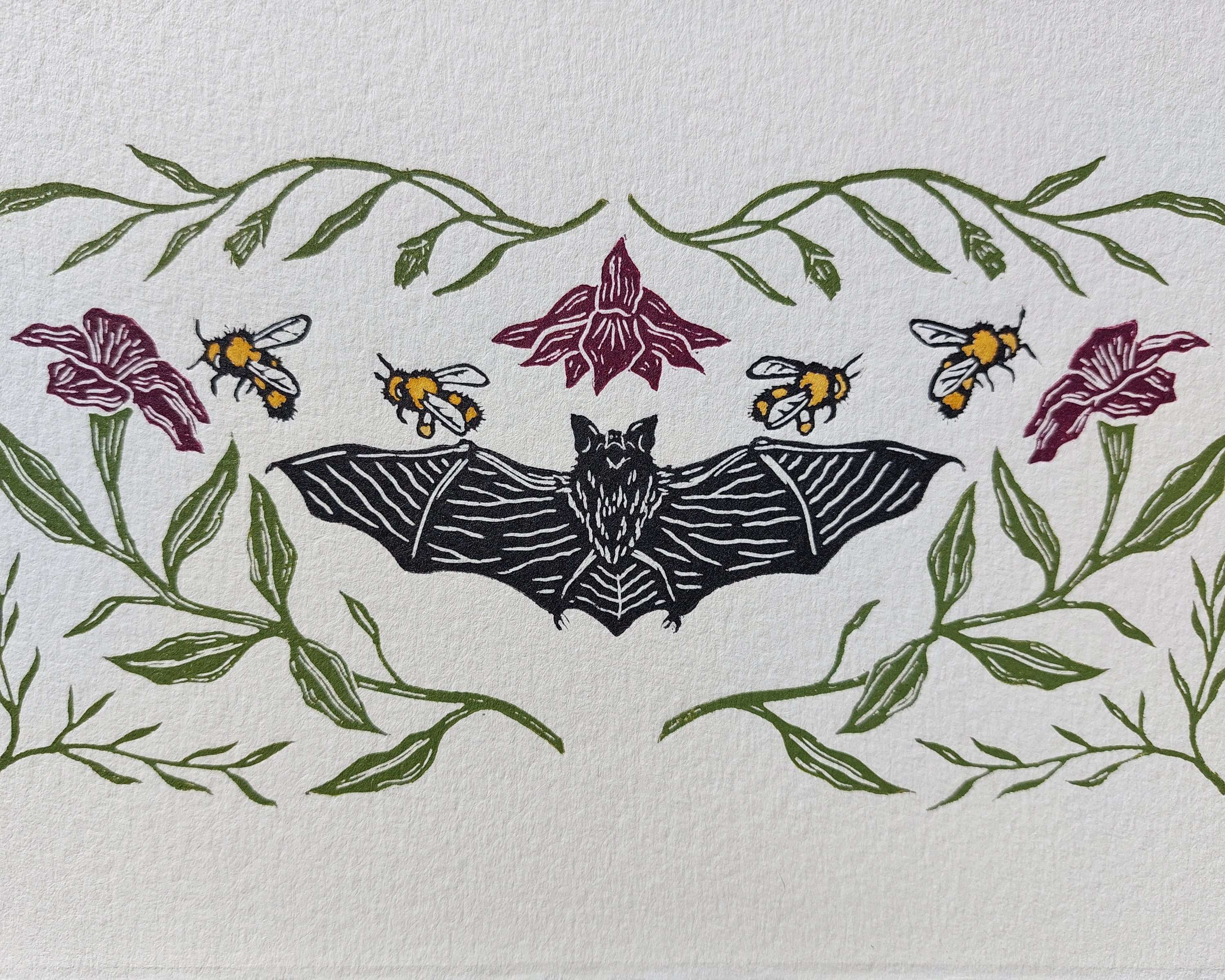 Bat Print Bat Artwork Original Linocut Print Lino Print - Etsy