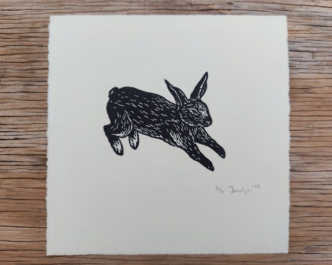 Rabbit Print, Block Print, Lino Print, Limited Edition - Etsy