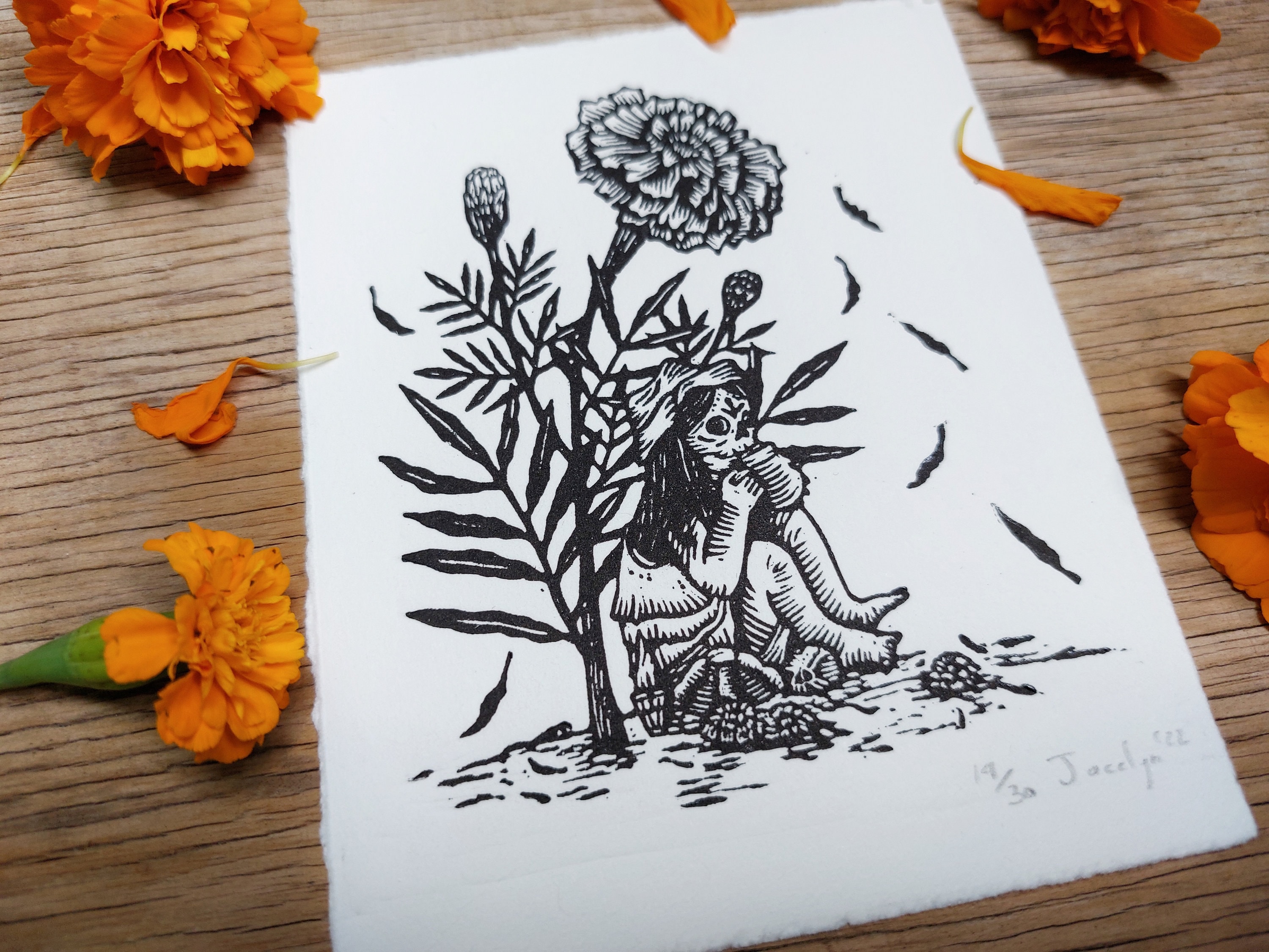 Día De Muertos, Día De Muertos Linograbado, Linograbado Original ...