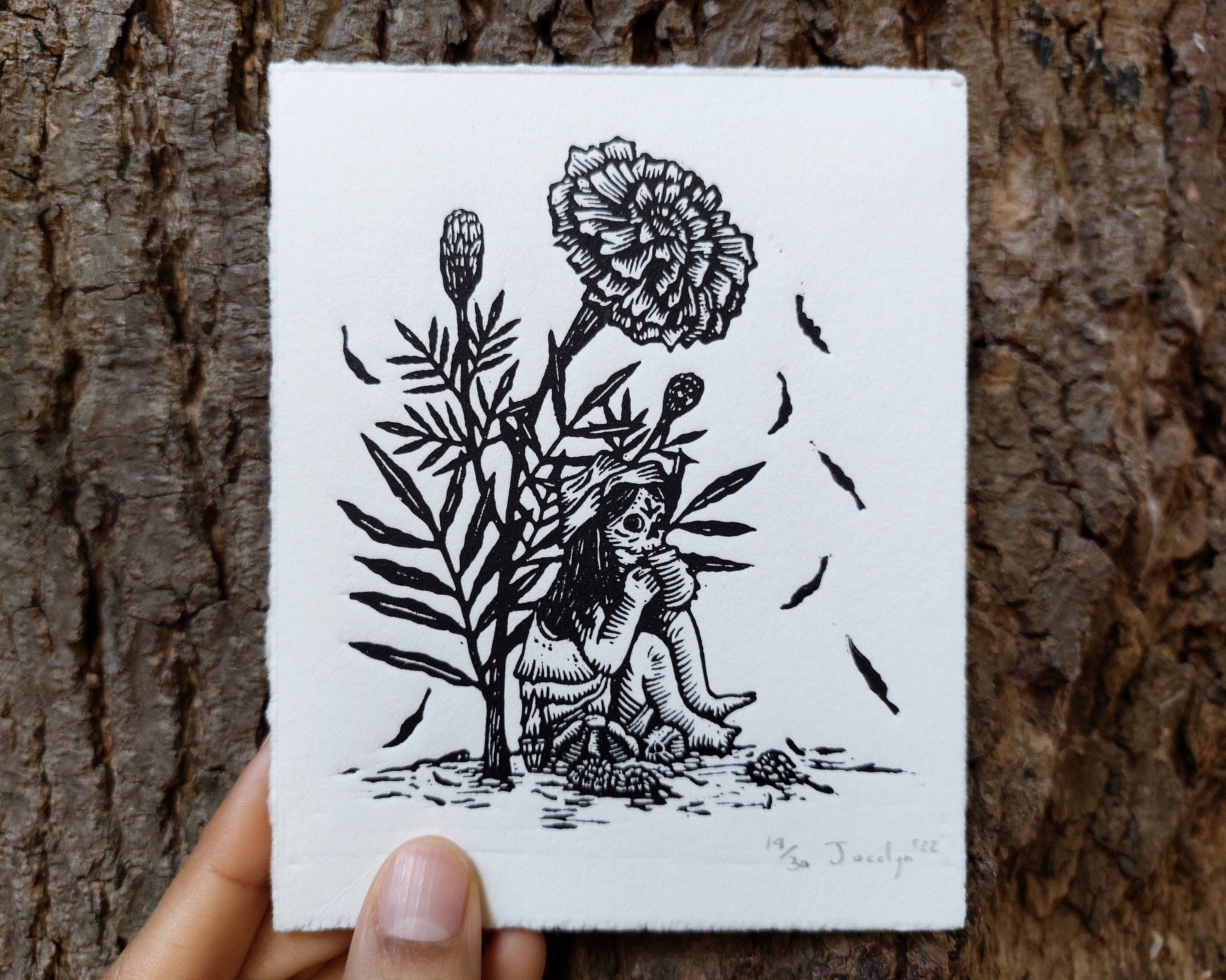 Día De Muertos, Día De Muertos Linograbado, Linograbado Original ...