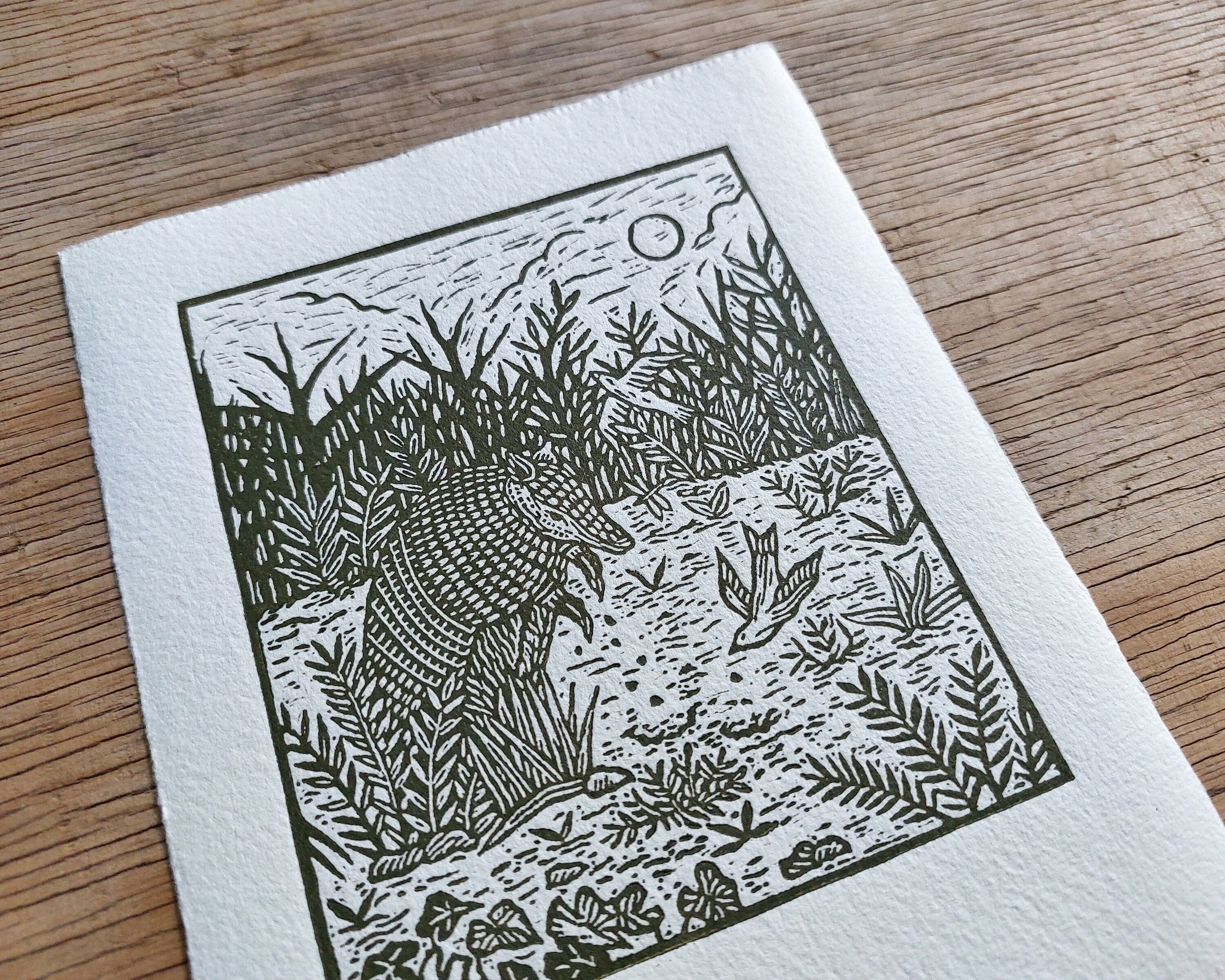 Armadillo Artwork, Armadillo Print, Milpa Original Linocut Print, Block ...