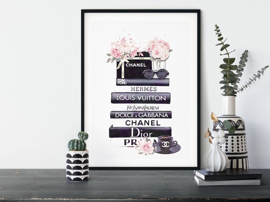 Chanel coffee table book Fashion Book Stack Chanel Print Coco | Etsy