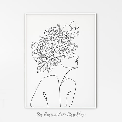 Abstract Couple Line Art Romantic Couple Portrait Poster | Etsy