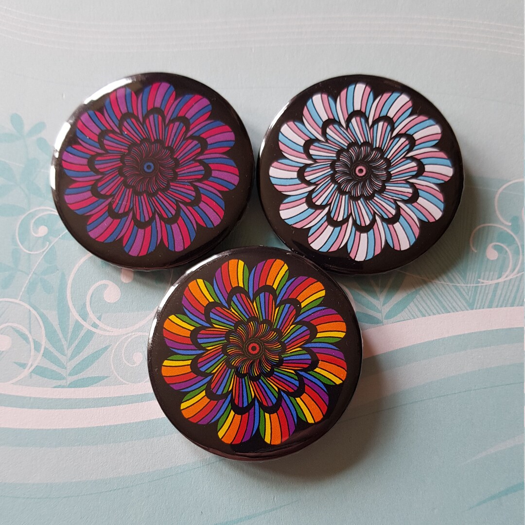 LGBT Swirl Flower Badge Pride Bisexual and Transgender Flag - Etsy
