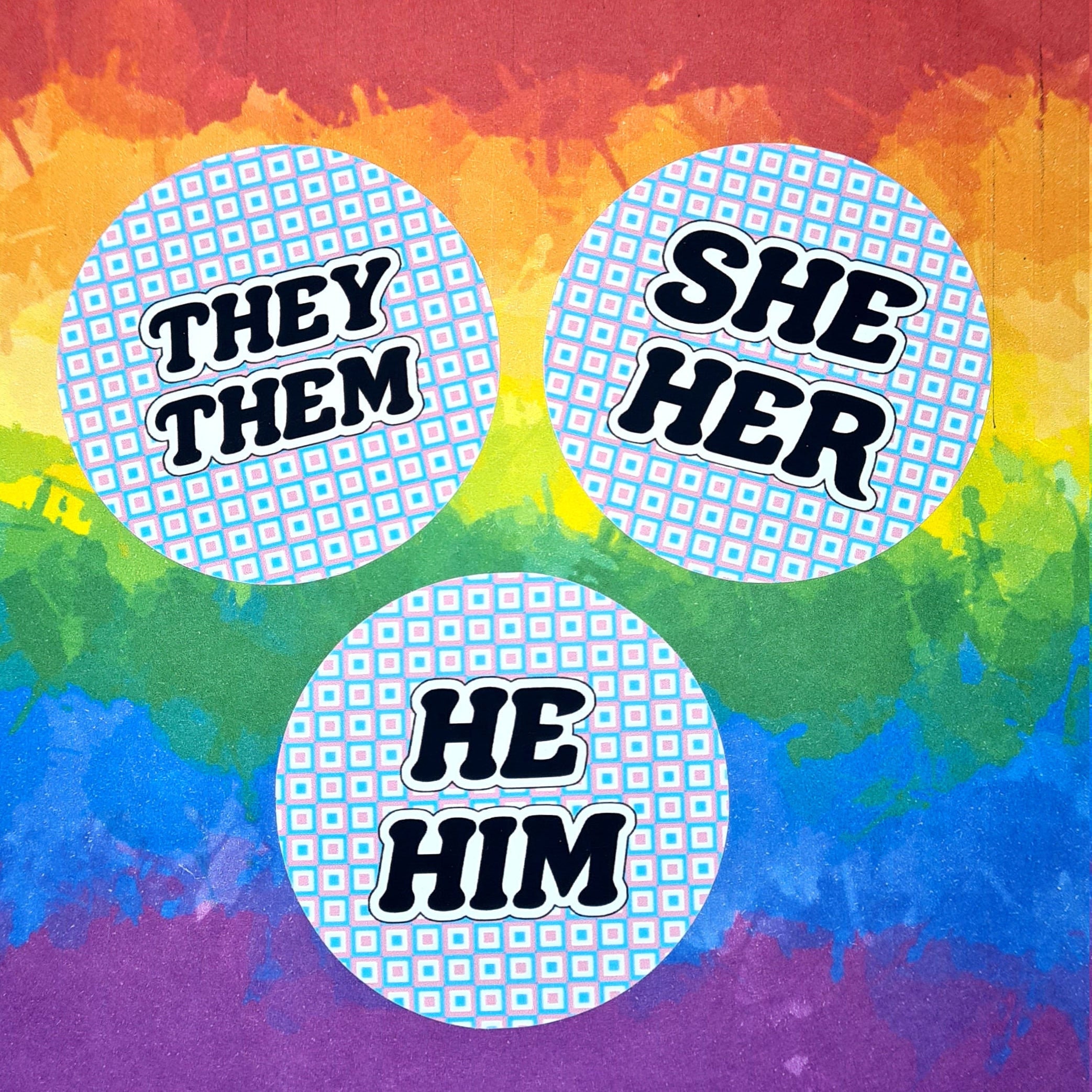Pronouns stickers She/Her He/Him They/Them Trans Pride | Etsy