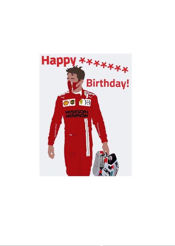 Charles Leclerc f1 formula 1 happy birthday card greeting card gift ...
