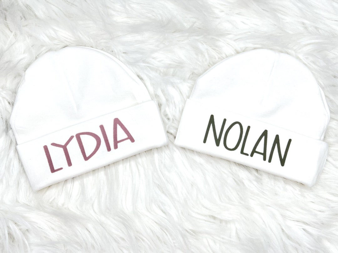 Personalized Newborn Hat: Custom Name, Cotton Baby Hospital Beanie - Etsy