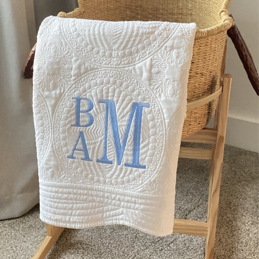 Monogrammed Baby Quilt, Personalized Baby Quilt, Embroidered ...