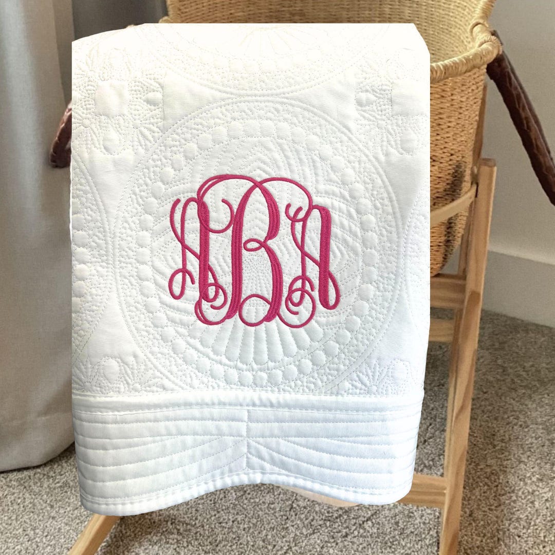 Monogrammed Baby Quilt: Personalized Embroidered Cotton Heirloom ...