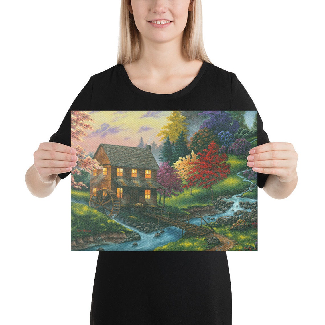 Colorful Fall Rustic Mill Landscape Giclée Large Print for - Etsy