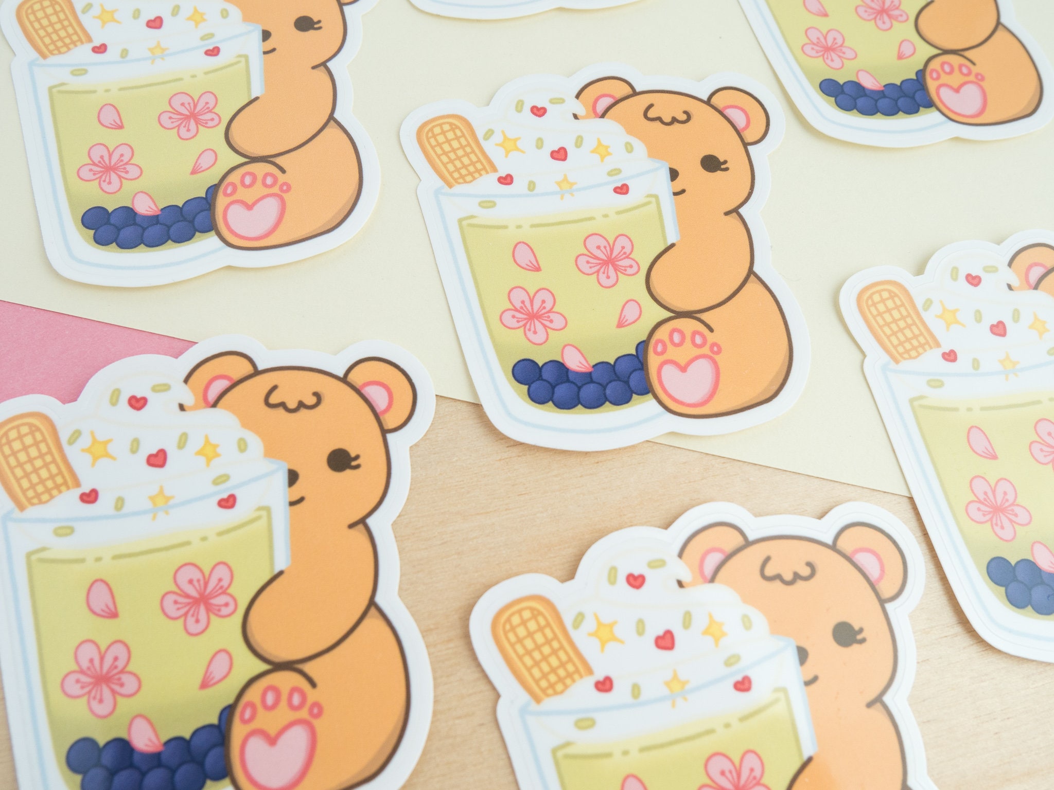 Matcha Boba Tea Bear Sticker Kawaii Desert Drink Die Cut - Etsy