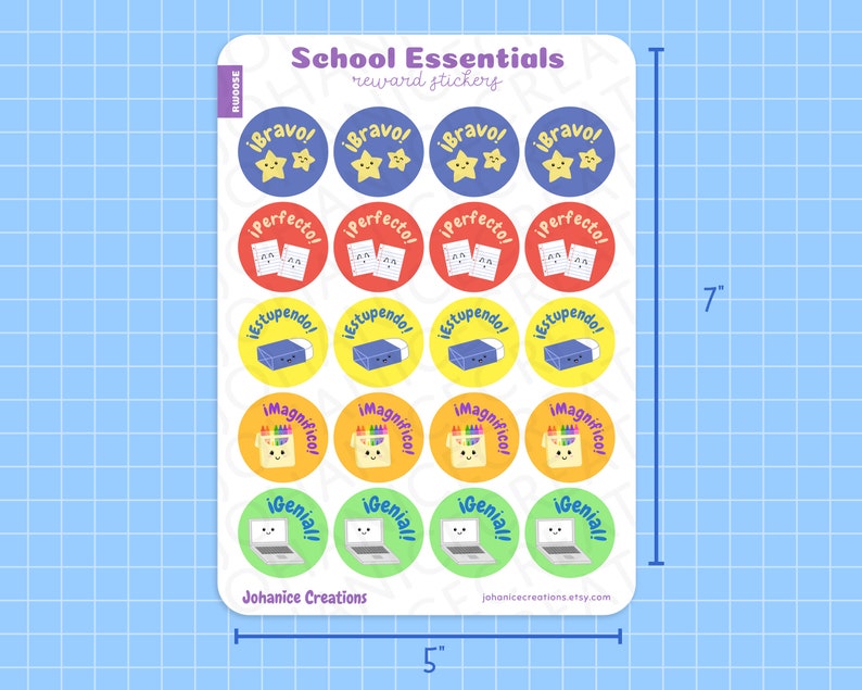 Back to School Spanish Student Reward Stickers - Motivational Stickers ...