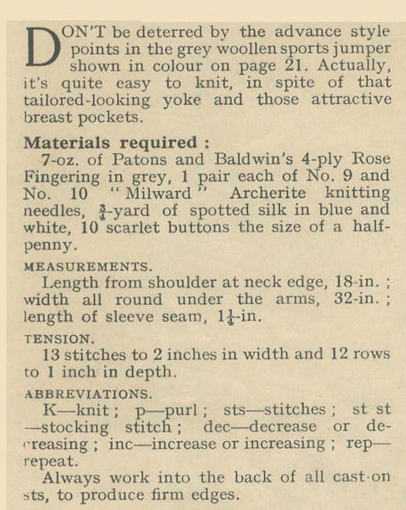 Vintage Knitting Pattern From Needlewoman Magazine. A Smashing June ...