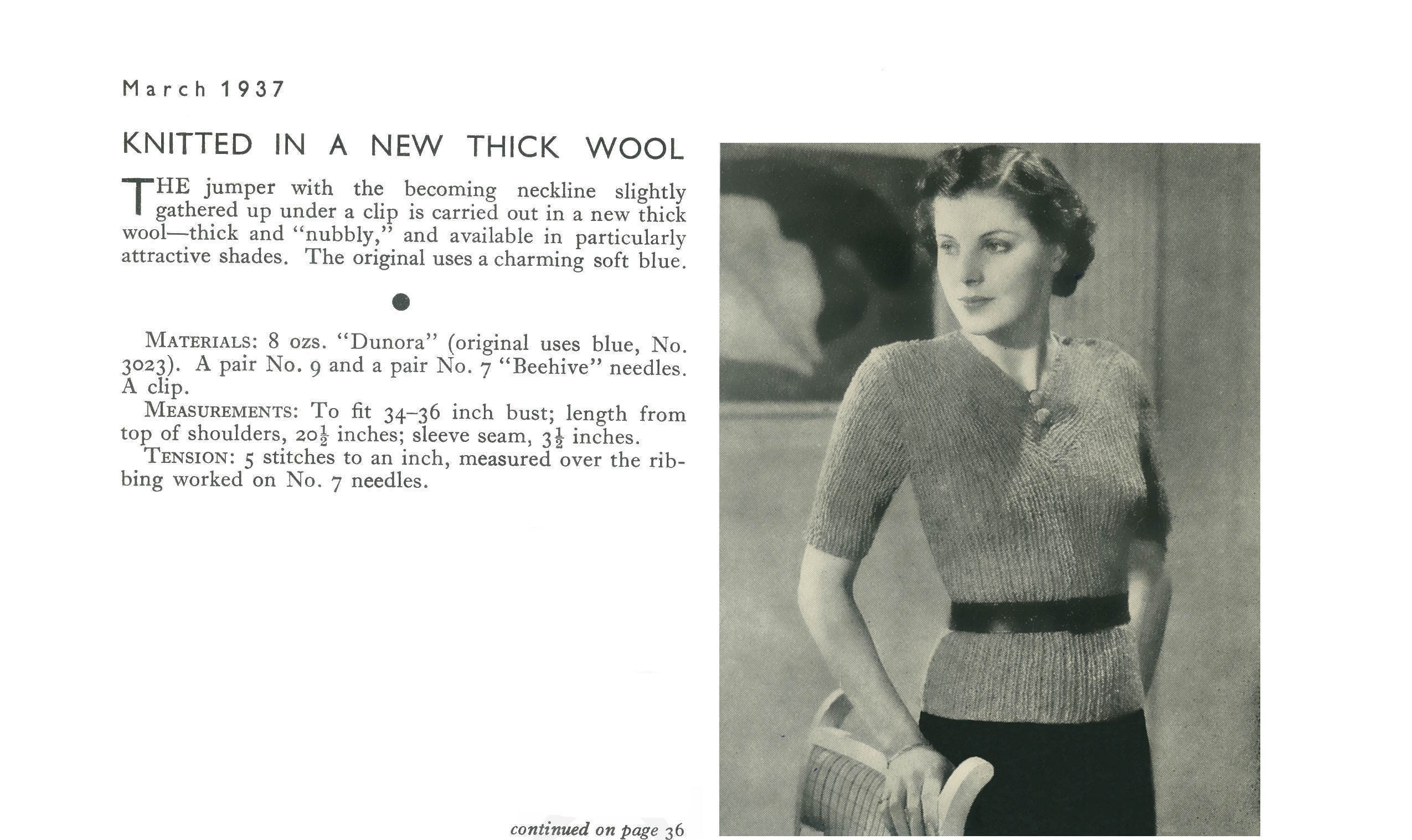 Vintage 1937 Jumper Knitting Pattern (PDF Pattern) - Etsy
