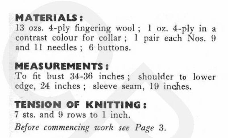 Vintage 1942 Knitting Pattern for a Ladies Long Line Jacket. - Etsy