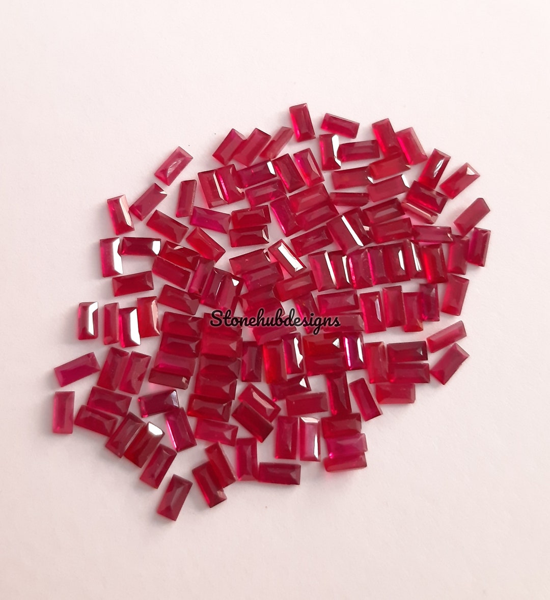 2x3.5mm, 2x4mm, 2.5x4.5mm, 2.5x5mm Natural Ruby Faceted Baguette Cut ...