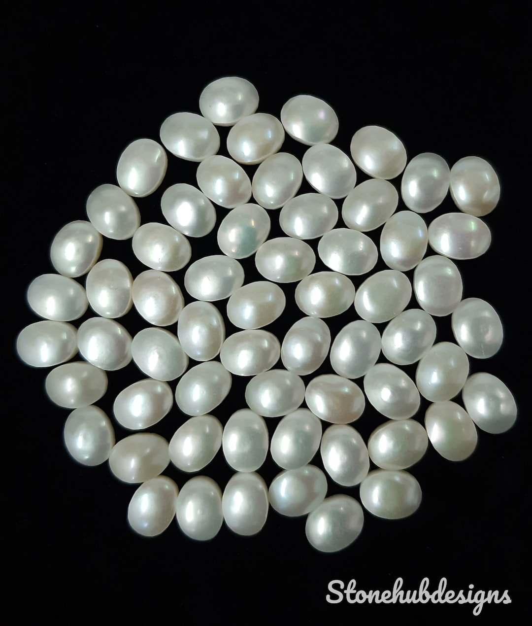 6x8mm, 7x9mm, 8x10mm Natural Fresh Water White Pearl Oval Cabochon ...