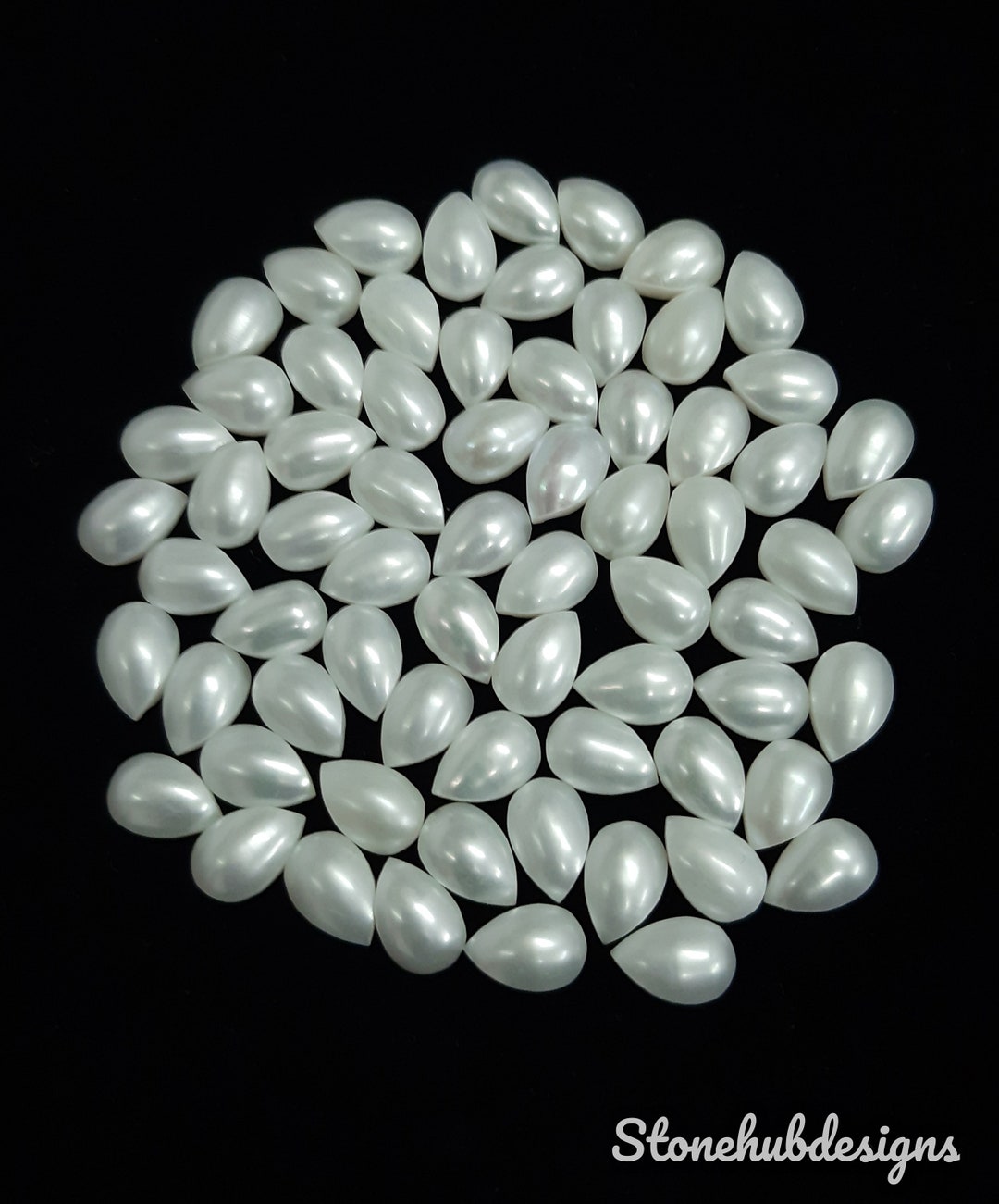 6x9mm, 7x10mm, 8x12mm Natural Fresh Water White Pearl Pear Cabochon ...
