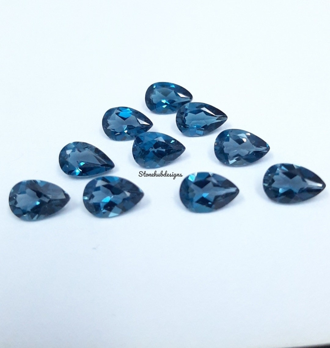 5x7mm, 6x8mm, 7x9mm Natural London Topaz Faceted Pear Cut Gemstone, AAA ...