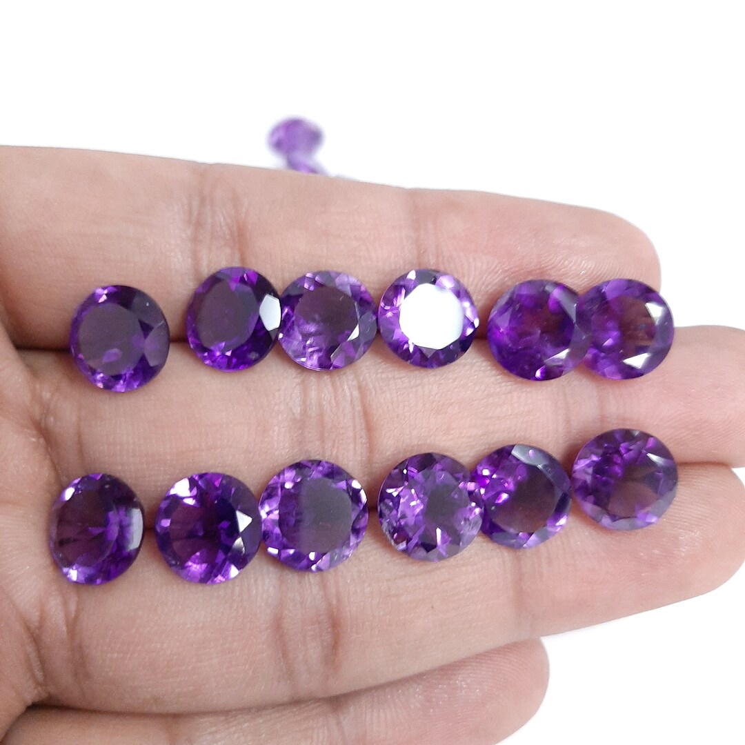 6MM, 7MM, 8MM Natural Amethyst Faceted Round Cut Gemstone, AAA Quality ...