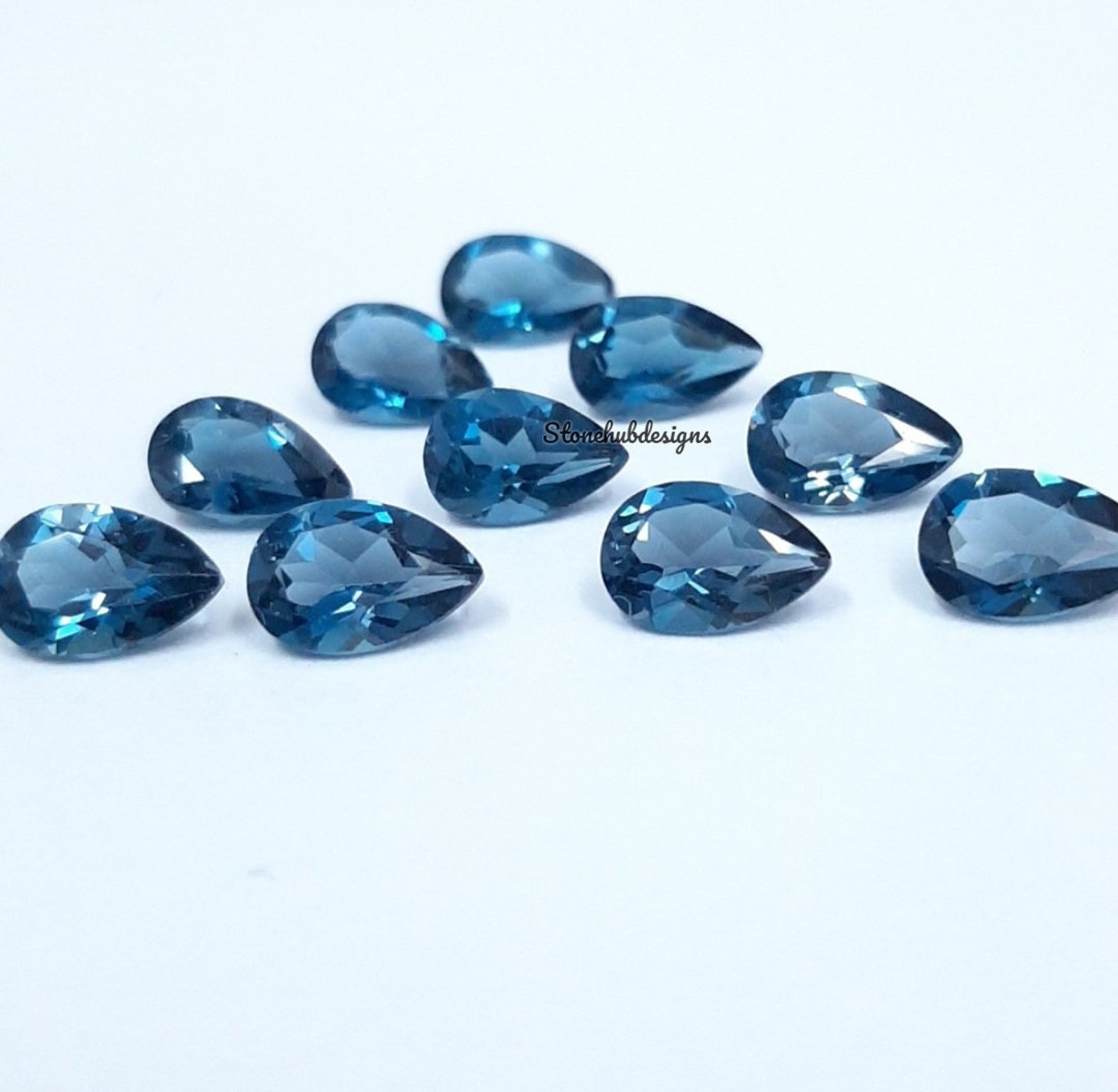5x7mm, 6x8mm, 7x9mm Natural London Topaz Faceted Pear Cut Gemstone, AAA ...