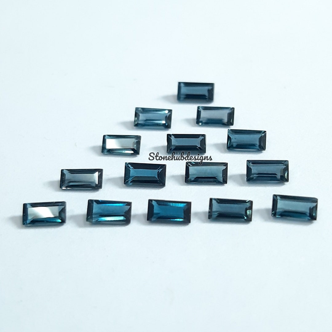 2x4mm, 2.5x5mm, 3x6mm London Blue Topaz Faceted Baguette Cut Gemstone ...