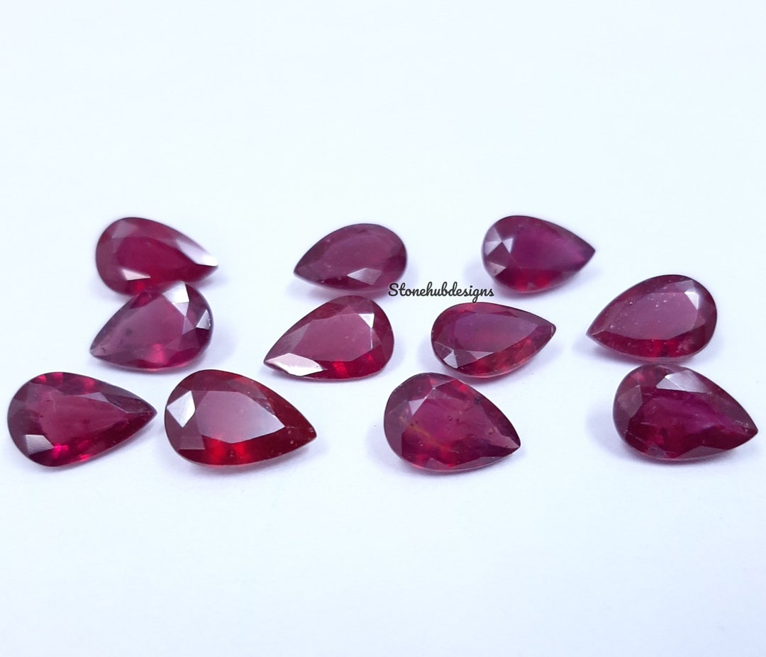 6X9MM, 7X10MM, 8X12MM RUBY Faceted Pears Loose Gemstone, Ruby Pear ...