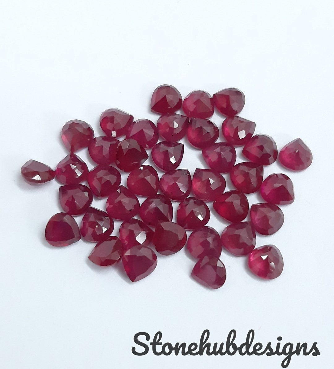 4MM, 5MM, 6MM, 7MM, 8MM, 9MM, 10MM RUBY Faceted Heart Shape Loose ...