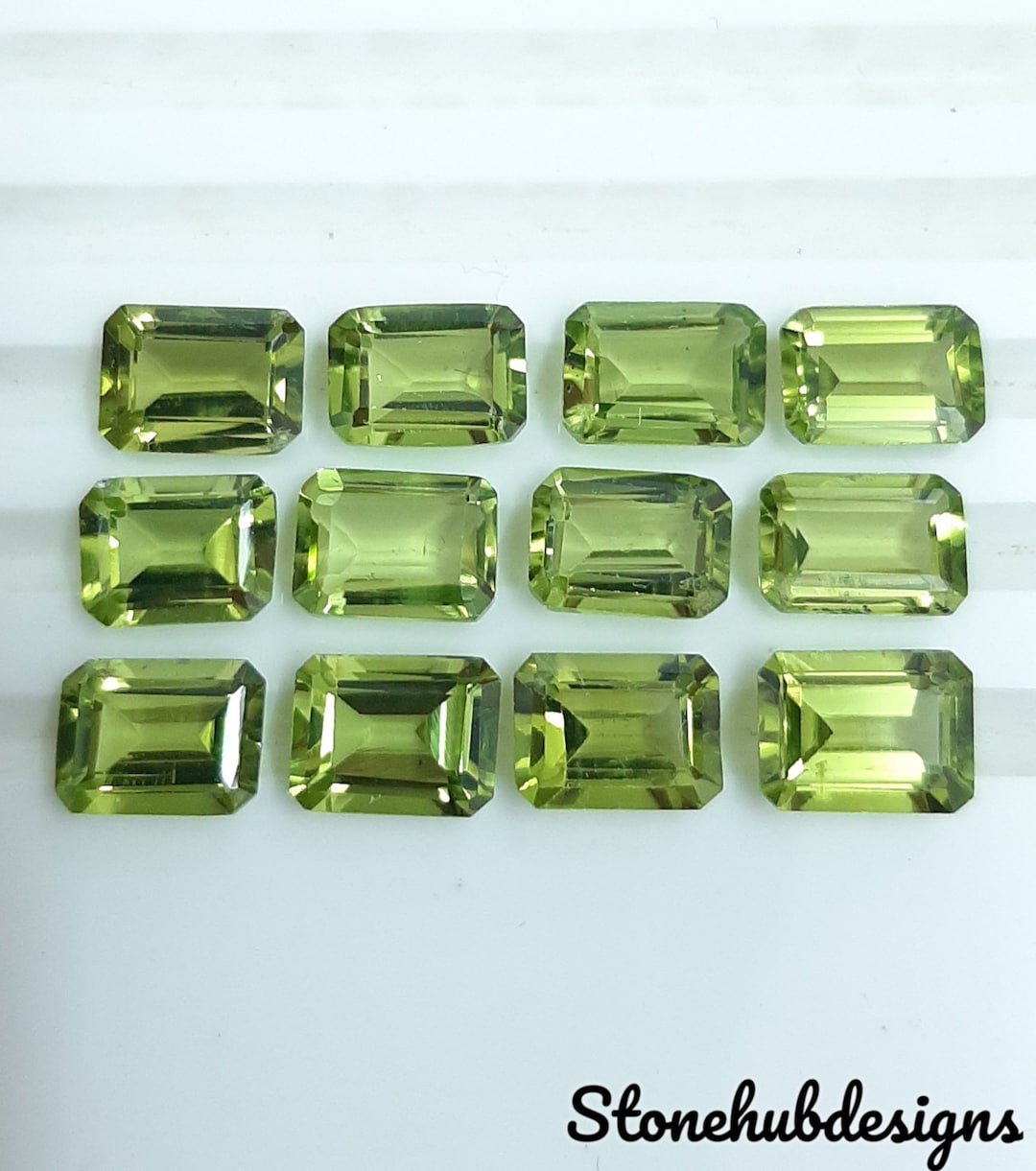 Natural Peridot Faceted Octagon Cut Stone, AAA Green Peridot Faceted ...