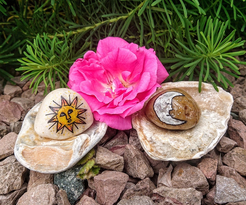 Sun and Moon Wiccan / Pagan Altar Stones - Etsy