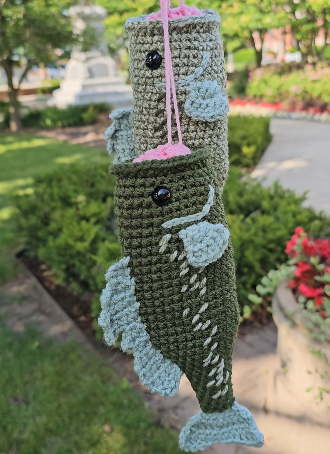Bass Fish Crochet Drawstring Pouches Amigurumi Fishing Gift - Etsy