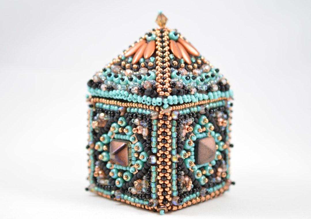 Tutorial for Beaded Ring Box, 2.5"x2.5"x3.5", 3D Bead Embroidery DIY - Etsy