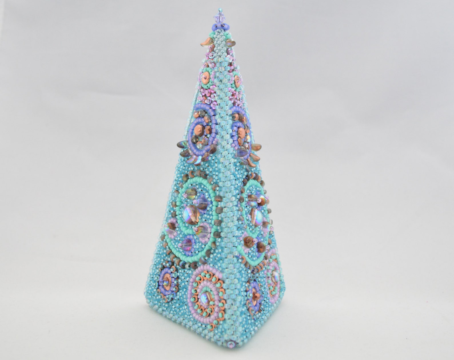 Tutorial for Beaded Pyramid, 6" Tall, 3D Bead Embroidery Designed by ...