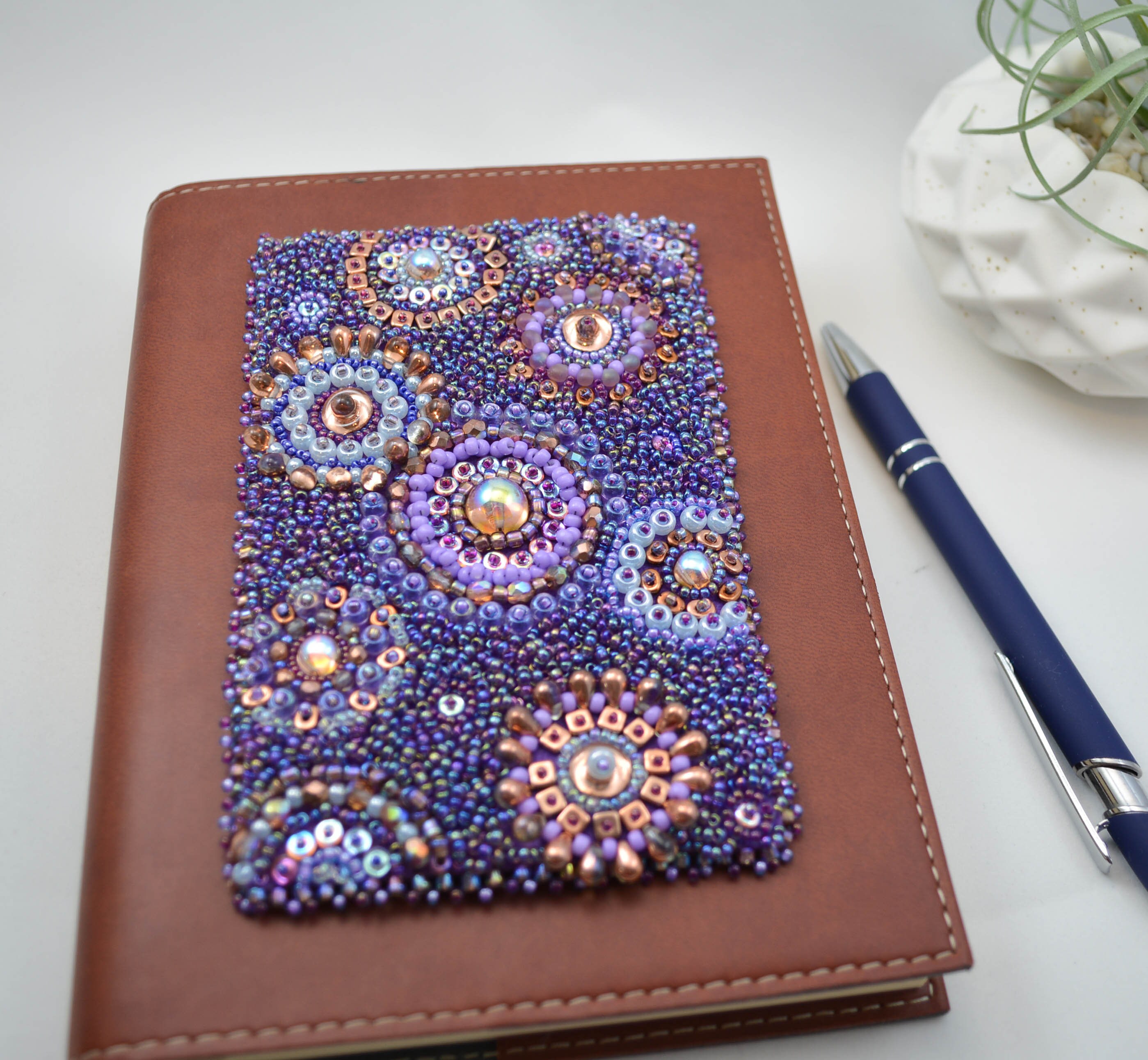 Bead Embroidery Tutorial, DIY Book Journal Bible Cover, Magnetic, Glass ...