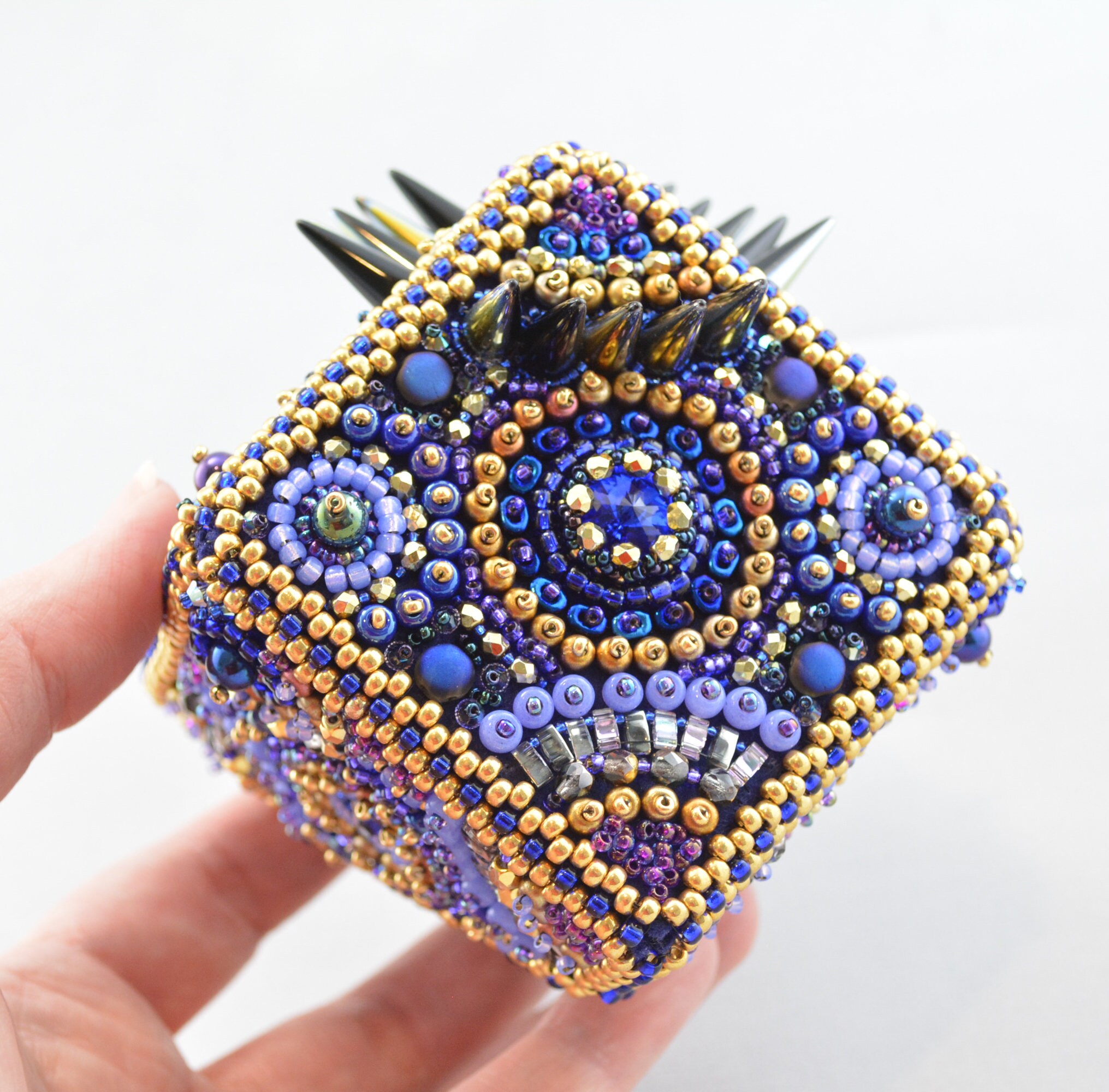 Tutorial for 3D Bead Embroidery, Blue, Purple and Gold, Beaded ...