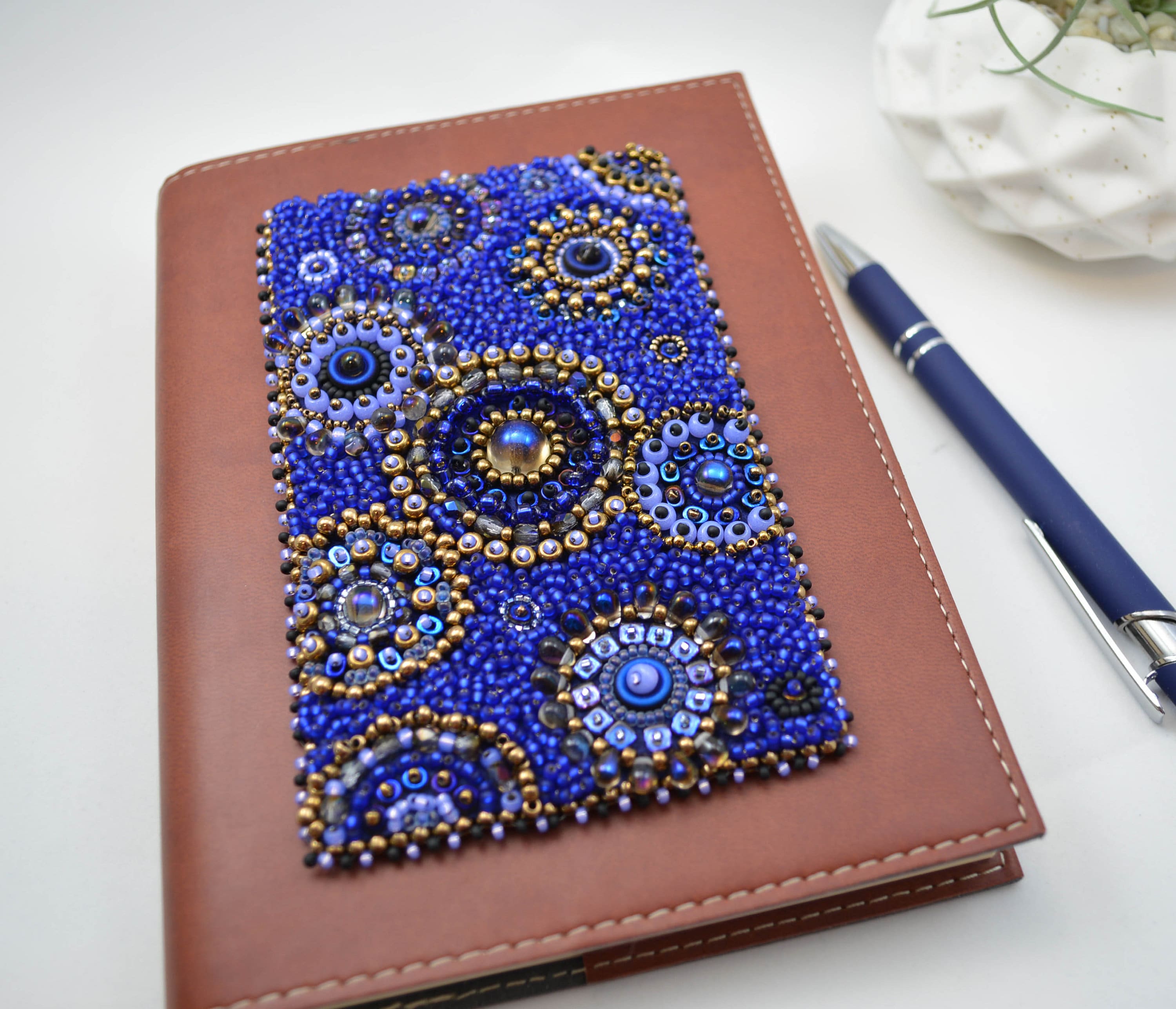 Bead Embroidery Tutorial, DIY Book Journal Bible Cover, Magnetic, Glass ...