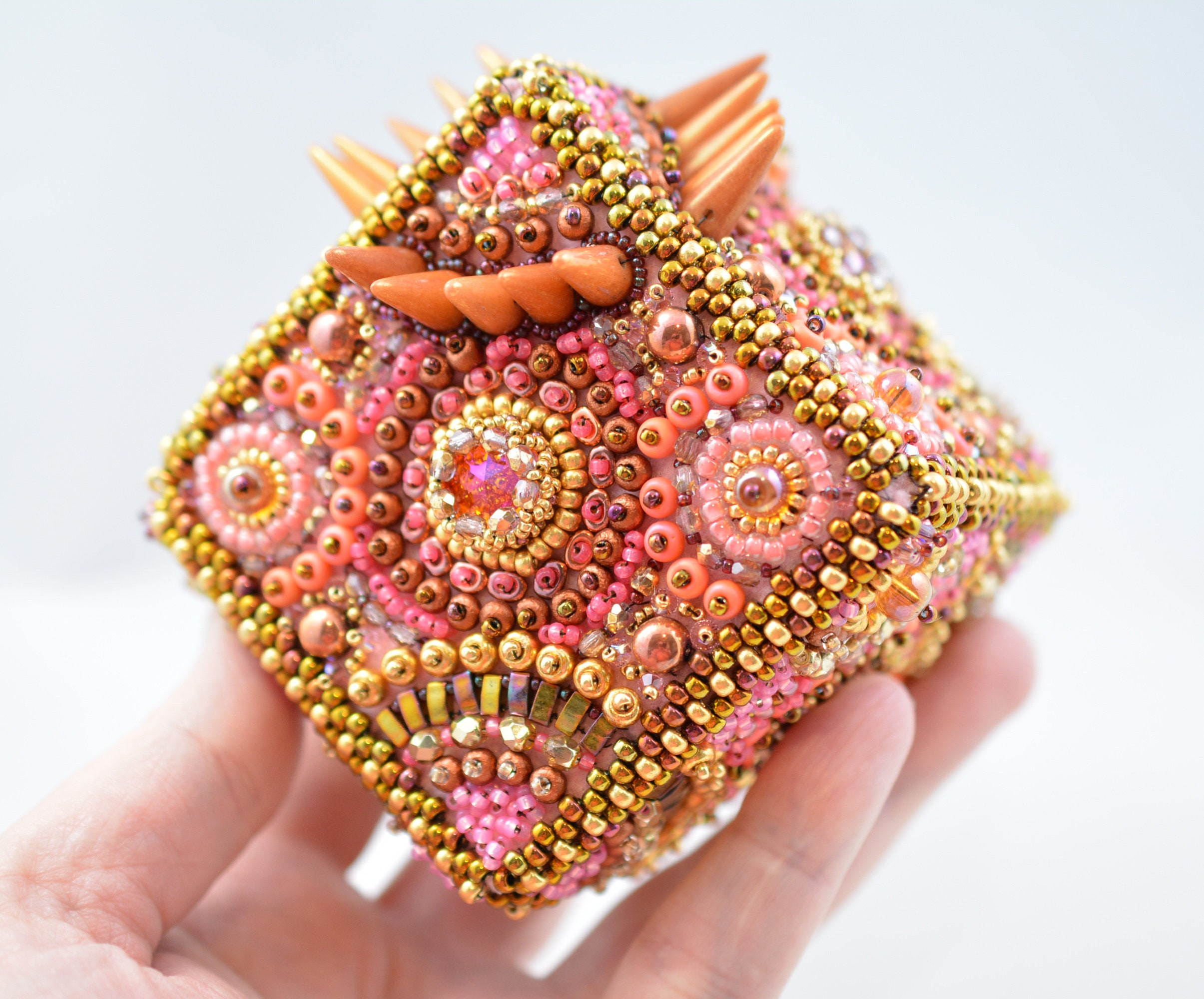 3D Beaded Sculpture Embroidery Tutorial, Cubist Pattern, Pink (PDF ...