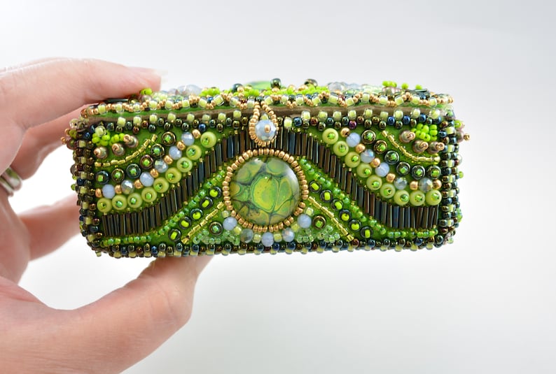 Beaded Jewelry Box Tutorial, Green & Gold, 3D Bead Embroidery Design ...