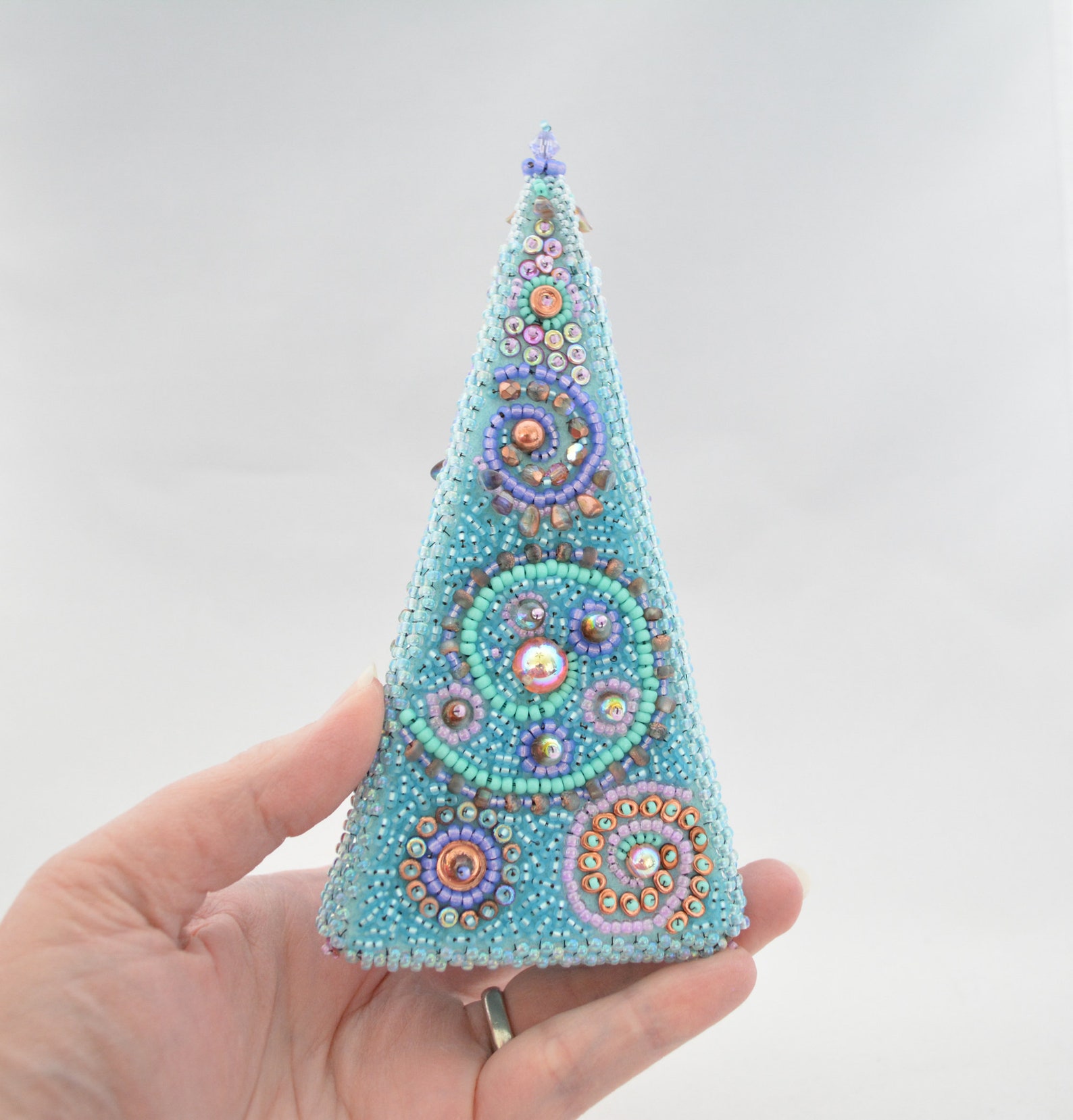 Tutorial for Beaded Pyramid, 6" Tall, 3D Bead Embroidery Designed by ...