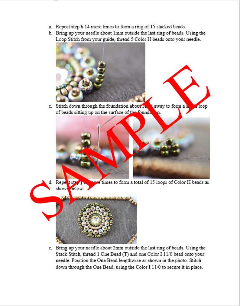 Tutorial for 3D Bead Embroidery, Pink, Gold and Copper, Beaded ...