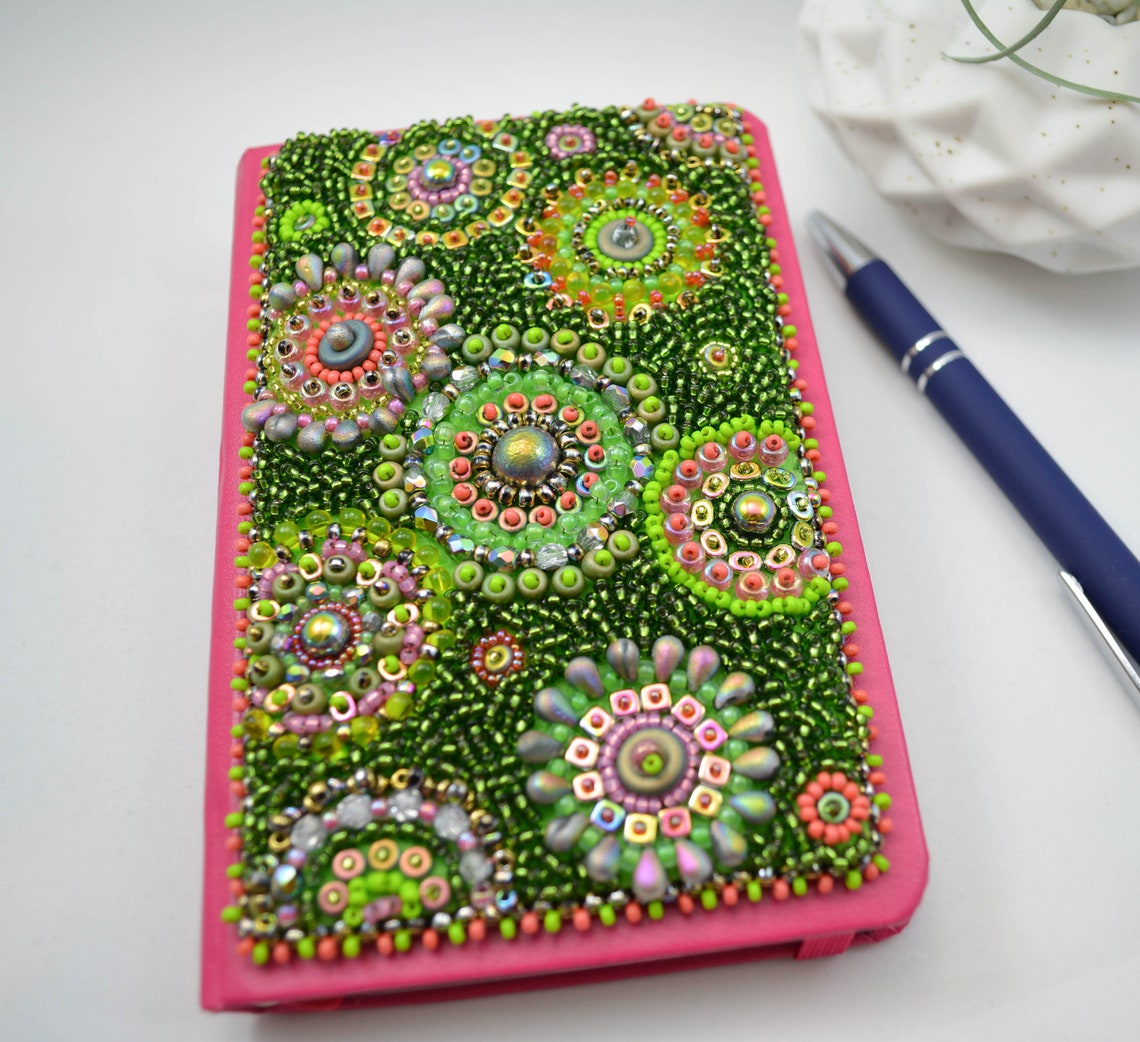 Bead Embroidery Tutorial, DIY Book Journal Bible Cover, Magnetic, Glass ...