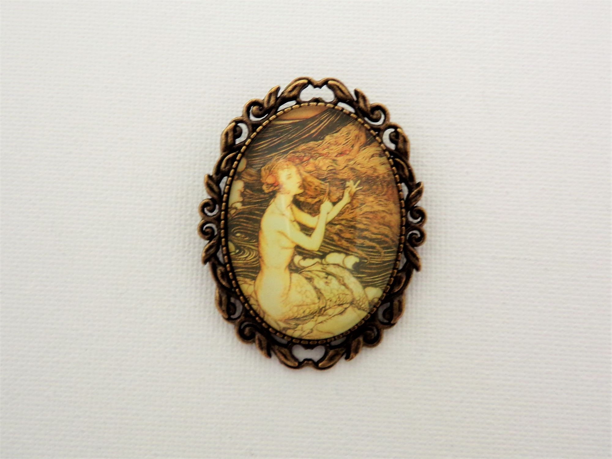 Mermaid Statement Brooch Arthur Rackham Mermaid Print Brooch - Etsy.de