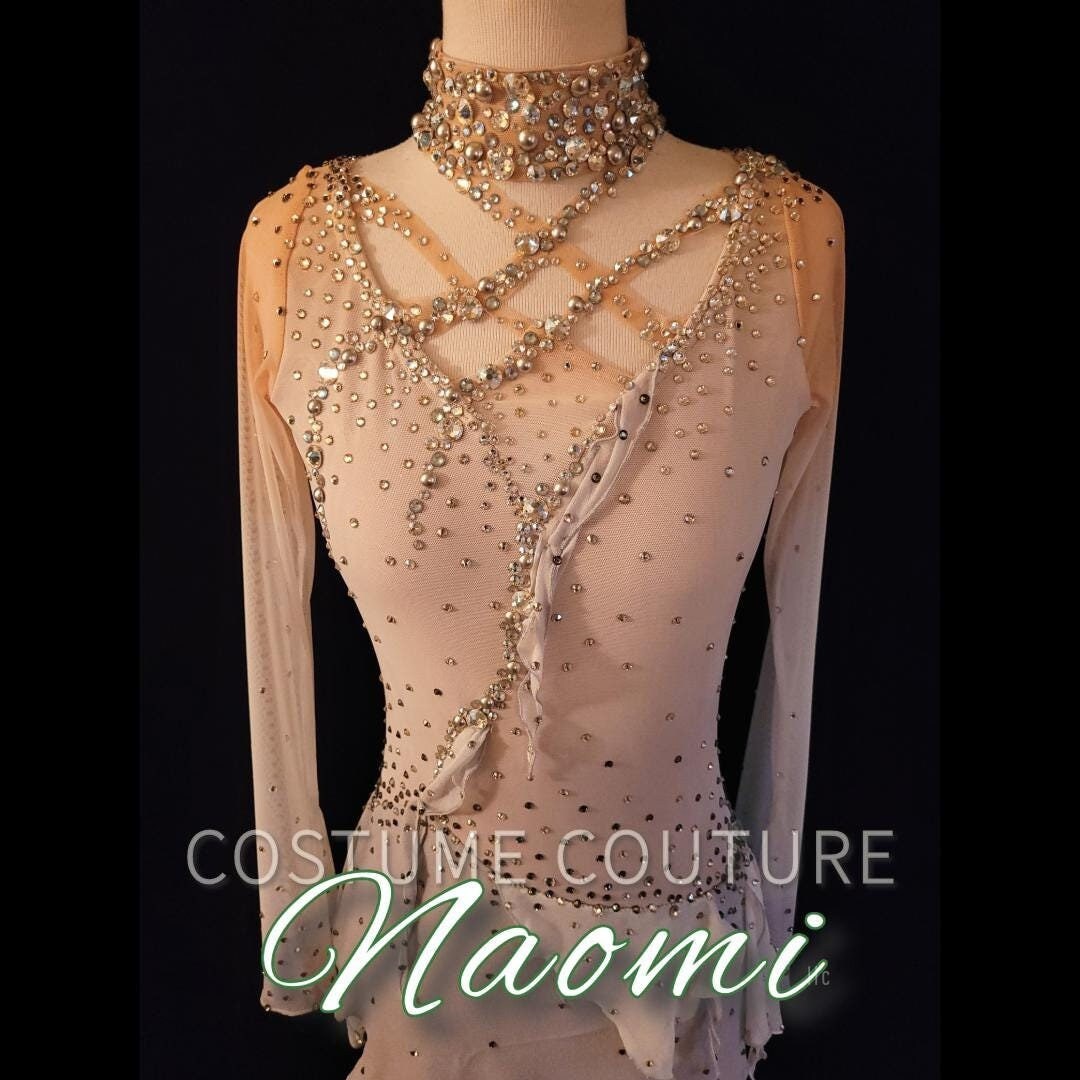 Silver Gray White Tan Ombre Rhinestone Figure Skating Dress ...